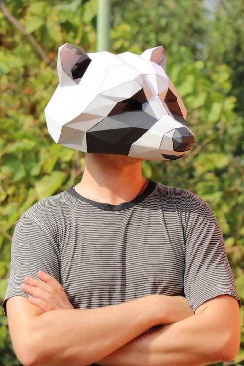 Raccoon mask, PDF template for assembling papercraft model - LACRAFTA
