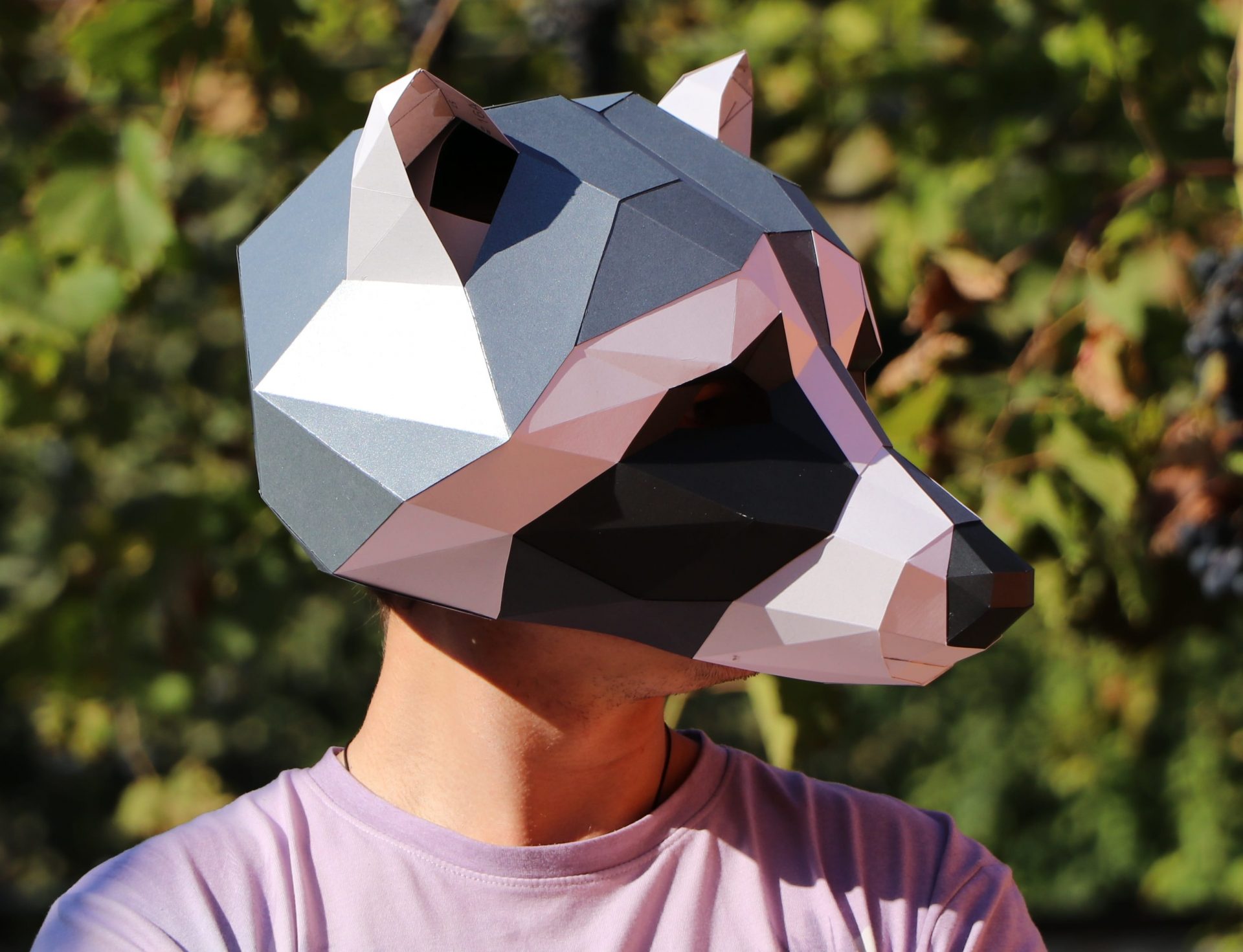 Raccoon mask, PDF template for assembling papercraft model - LACRAFTA