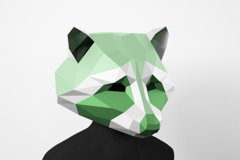 Raccoon mask, PDF template for assembling papercraft model - LACRAFTA