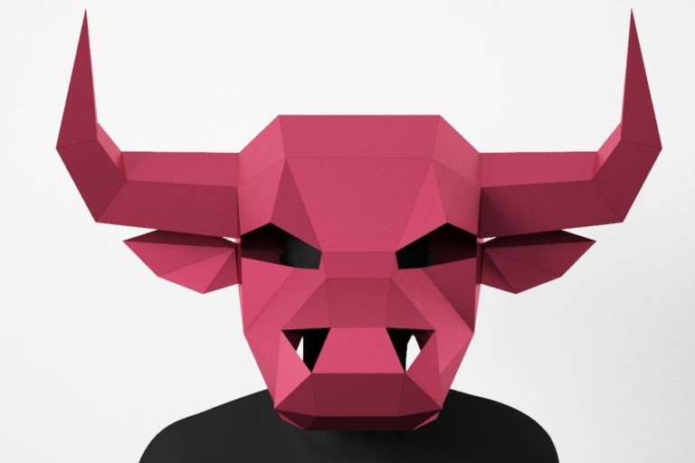 Bull mask and box pattern, Bull party mask | LACRAFTA