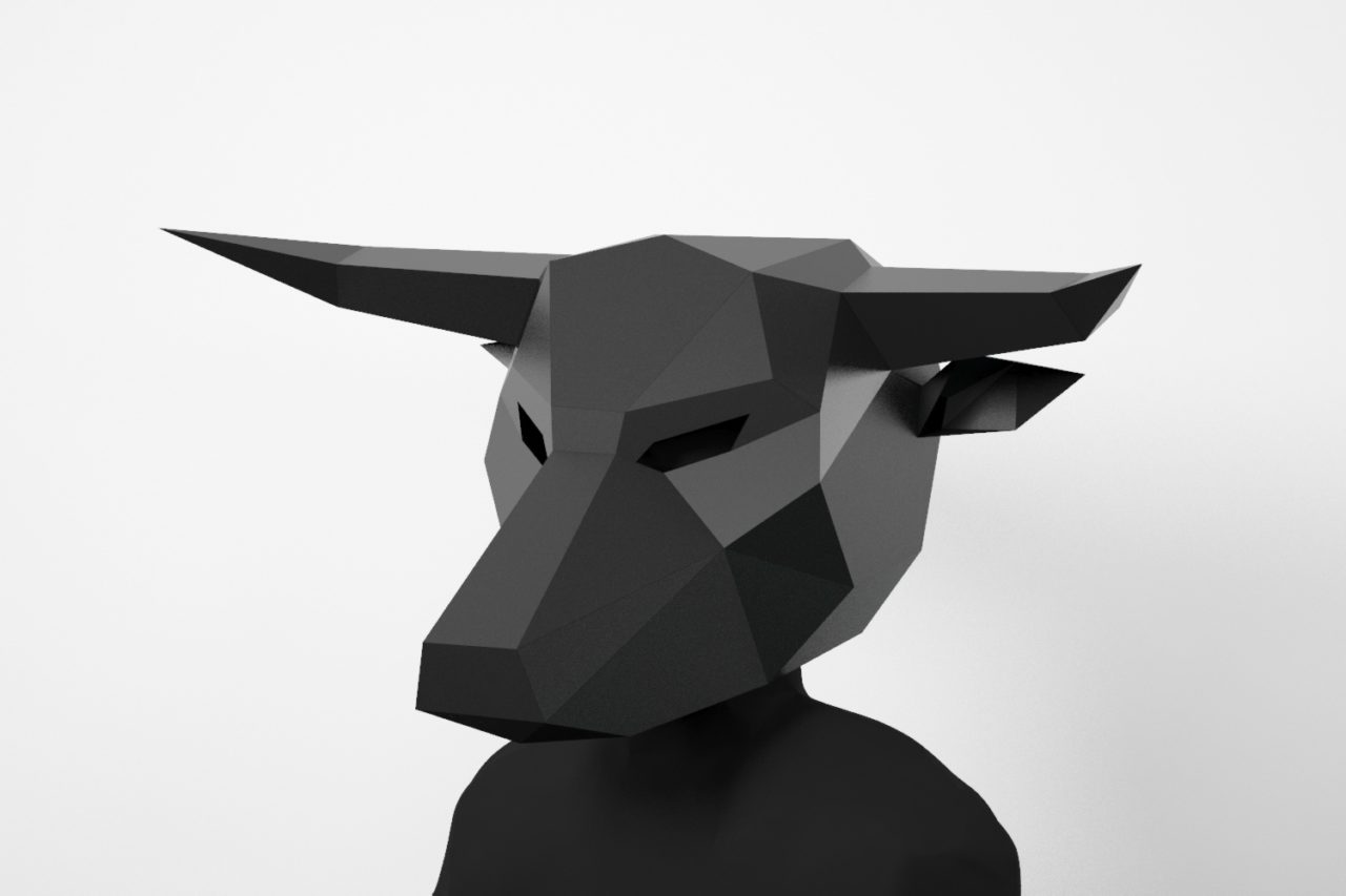 Bull Mask, Bull papercraft, Bull PDF Template - LACRAFTA