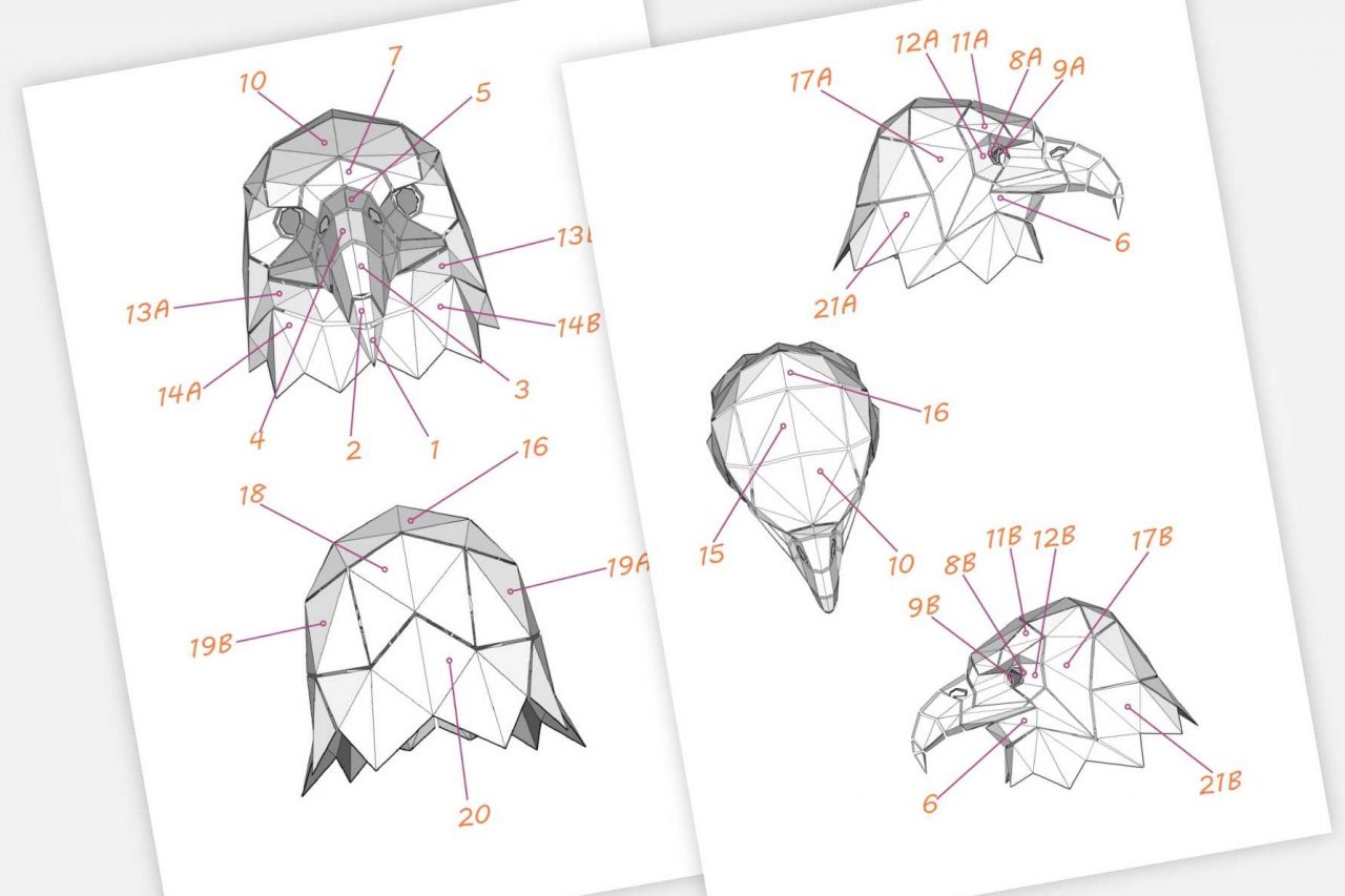 Eagle Mask PDF Template For Assembly - LACRAFTA