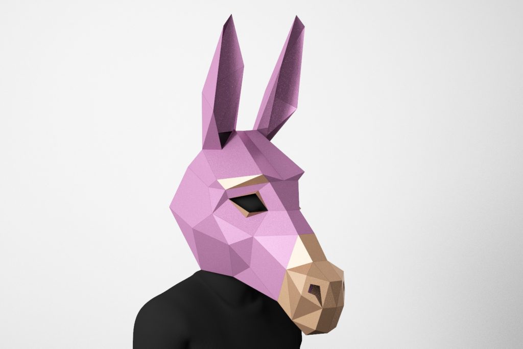 Máscara de burro poligonal Plantilla PDF - LACRAFTA