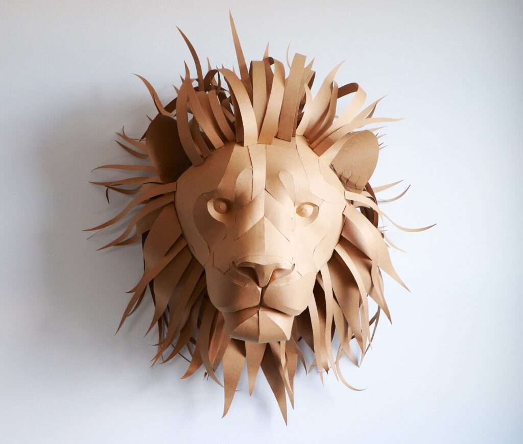 Lion Wall Head – Paper Craft Template for DIY Bold Wall Decor - LACRAFTA