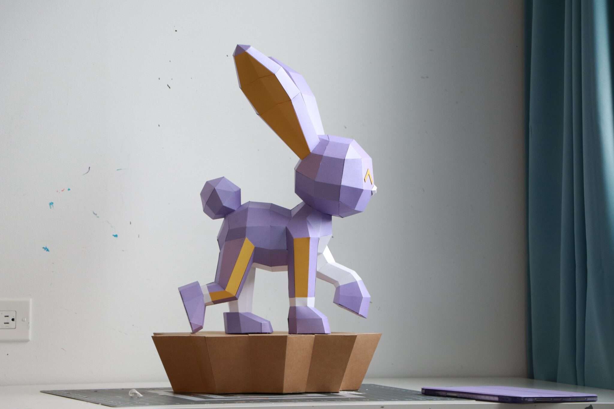 Walking Bunny Papercraft Sculpture – PDF Template - LACRAFTA